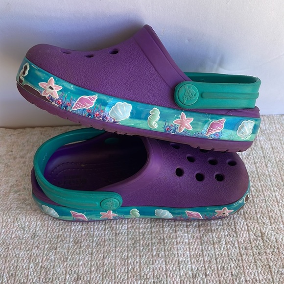 CROCS | Shoes | Cute Kids Girl Little Mermaid Purple Crocs Size 7 ...